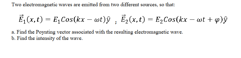 Solved Two electromagnetic waves are emitted from two | Chegg.com