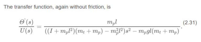 Solved 6.48 The inverted pendulum has a transfer function | Chegg.com