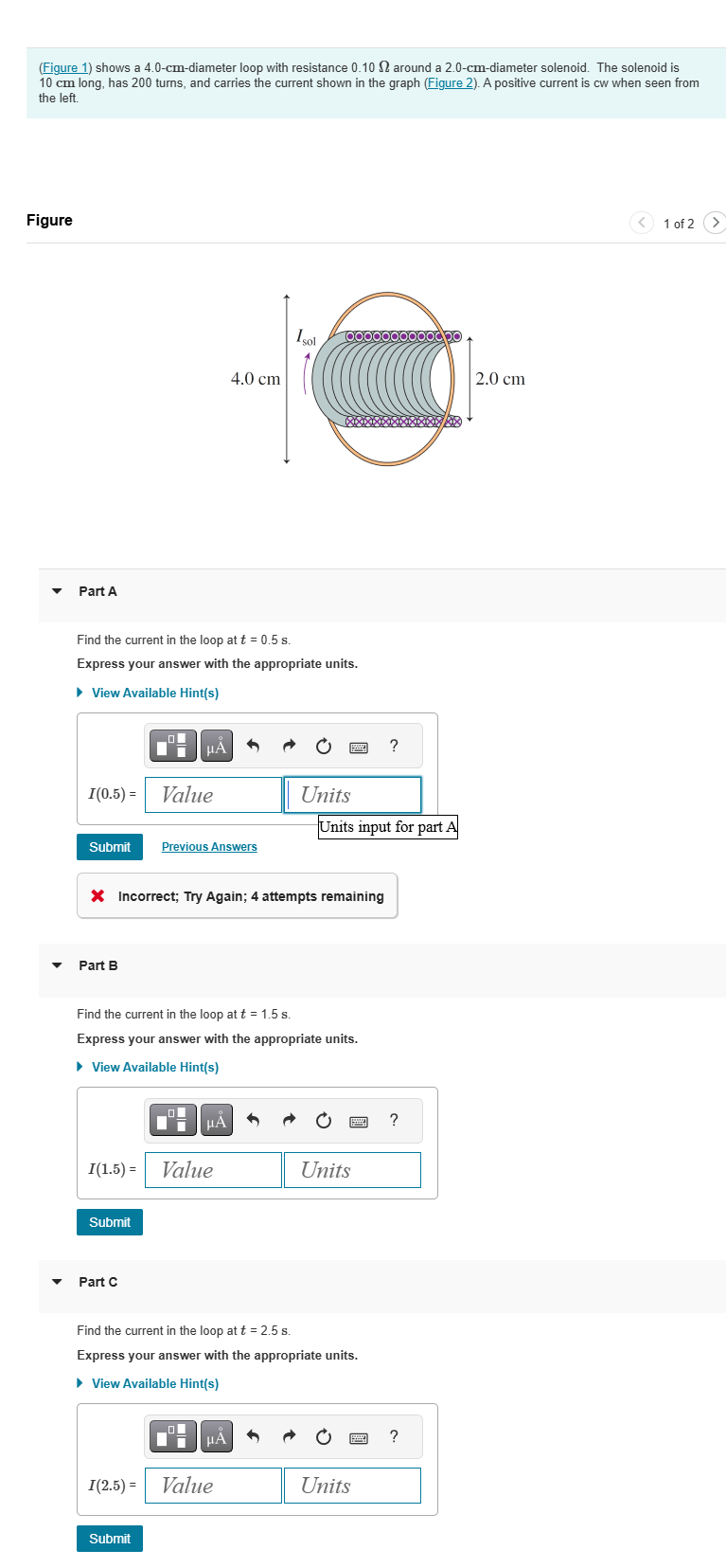 FigurePart AFind the current in ﻿the loop | Chegg.com