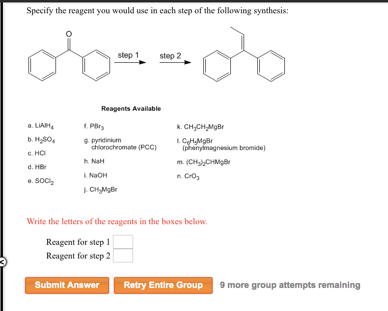 Solved Specify the reagent you would use in each step of the | Chegg.com
