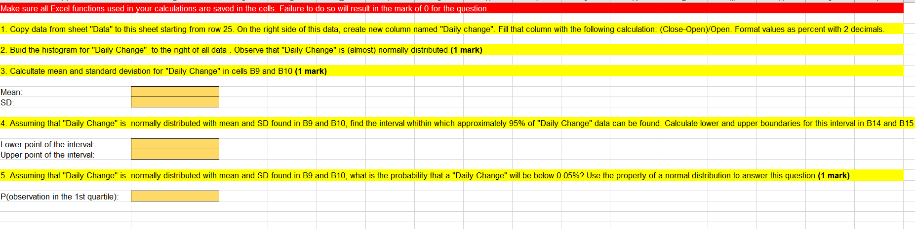 Make sure all Excel functions used in your | Chegg.com