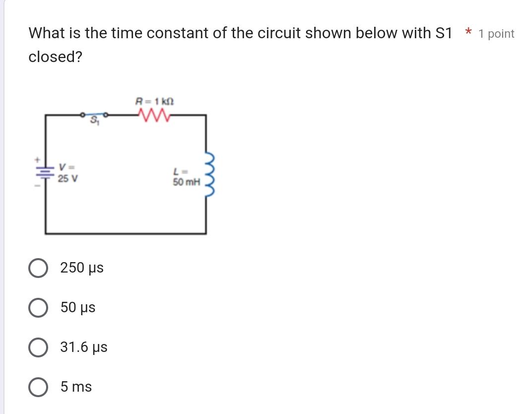 Solved What is the time constant of the circuit shown below | Chegg.com