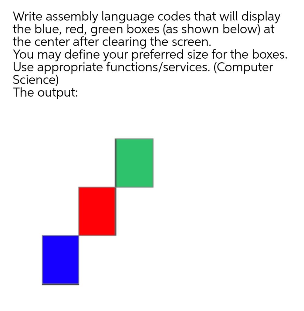 Solved Write Assembly Language Codes That Will Display The 