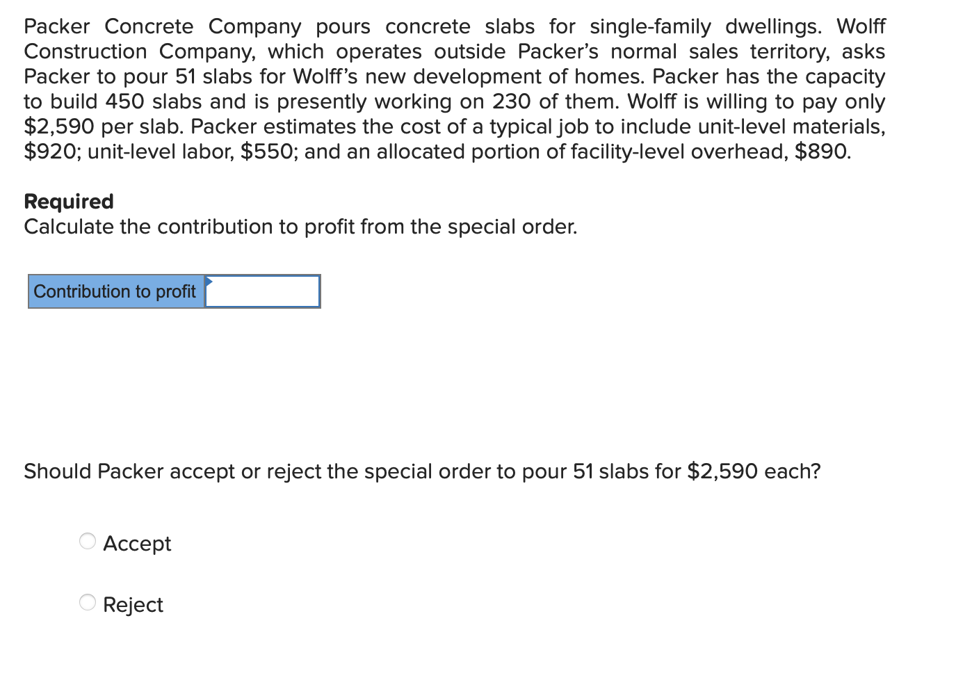 Solved Packer Concrete Company pours concrete slabs for | Chegg.com