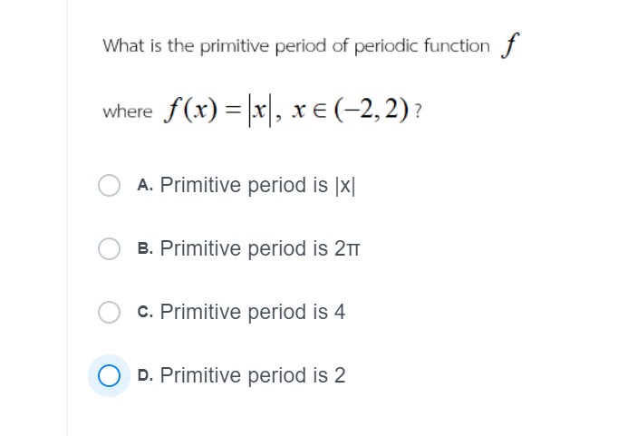 Solved What is the primitive period of periodic function f | Chegg.com