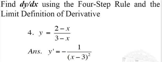 Solved Find dydx ﻿using the Four-Step Rule and theLimit | Chegg.com