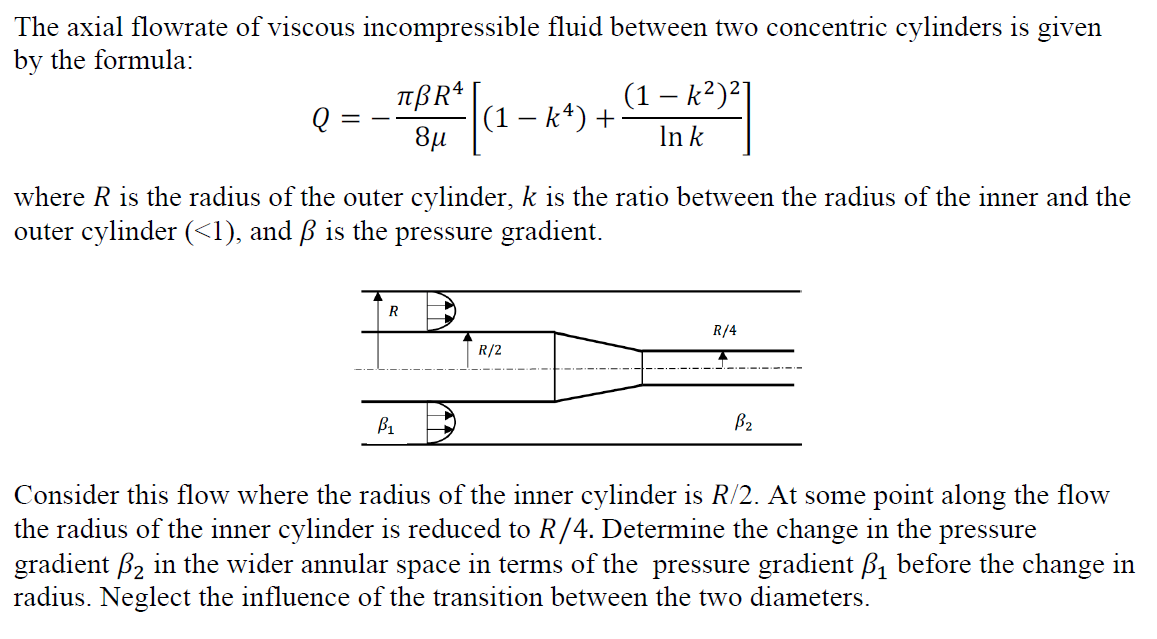Solved The axial flowrate of viscous incompressible fluid | Chegg.com