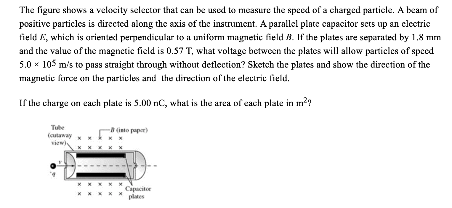 Solved The figure shows a velocity selector that can be used | Chegg.com