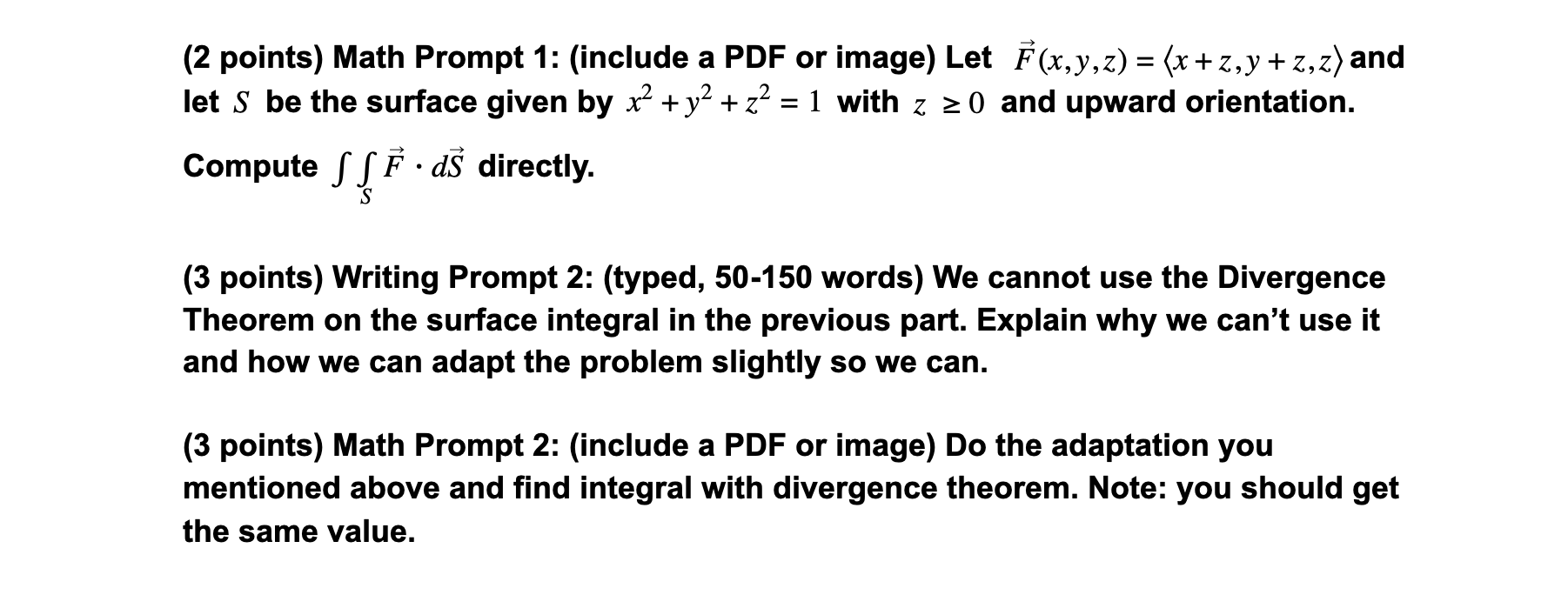 Solved + (2 points) Math Prompt 1: (include a PDF or image) | Chegg.com