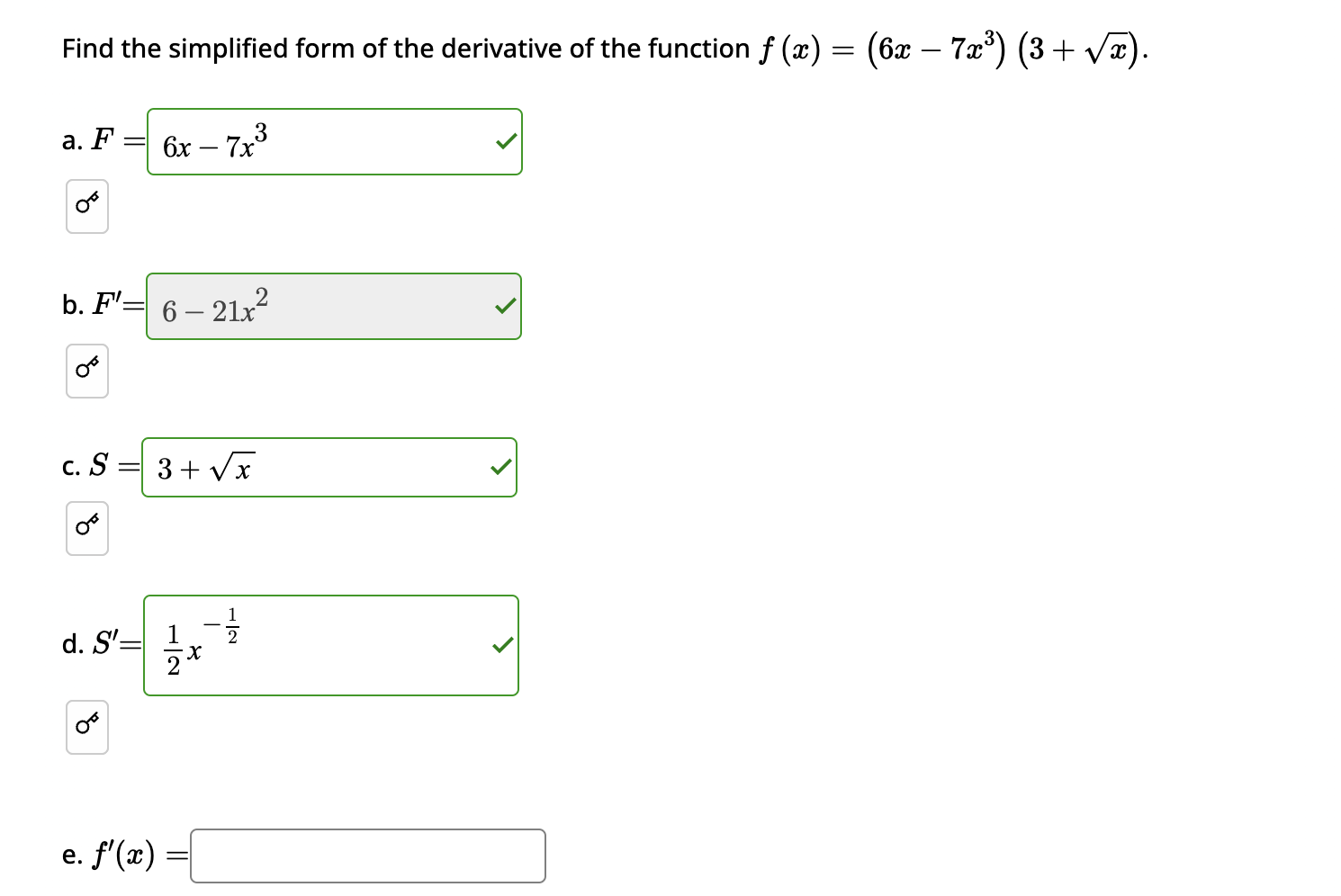 Solved Find the derivative of the function f(x)=7x+6. | Chegg.com