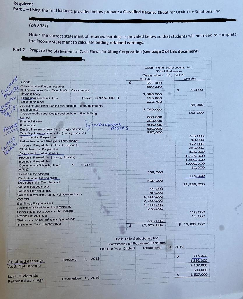 Solved Required: Part 1 - Using the trial balance provided | Chegg.com