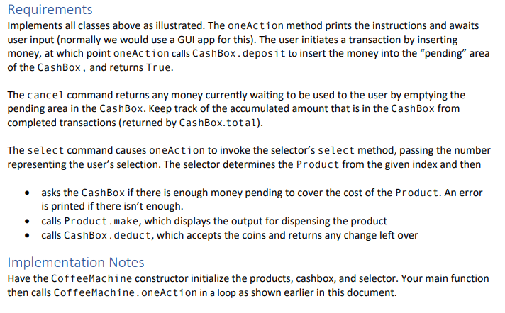 Project 4: Coffee Machine CS 1410 Background In this | Chegg.com