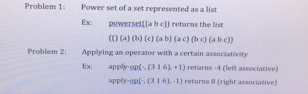 Problem Power set of a set represented as a list | Chegg.com