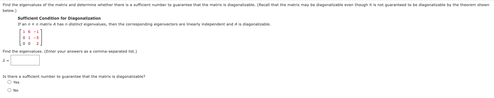 Solved below.) Sufficient Condition for Diagonalization If | Chegg.com