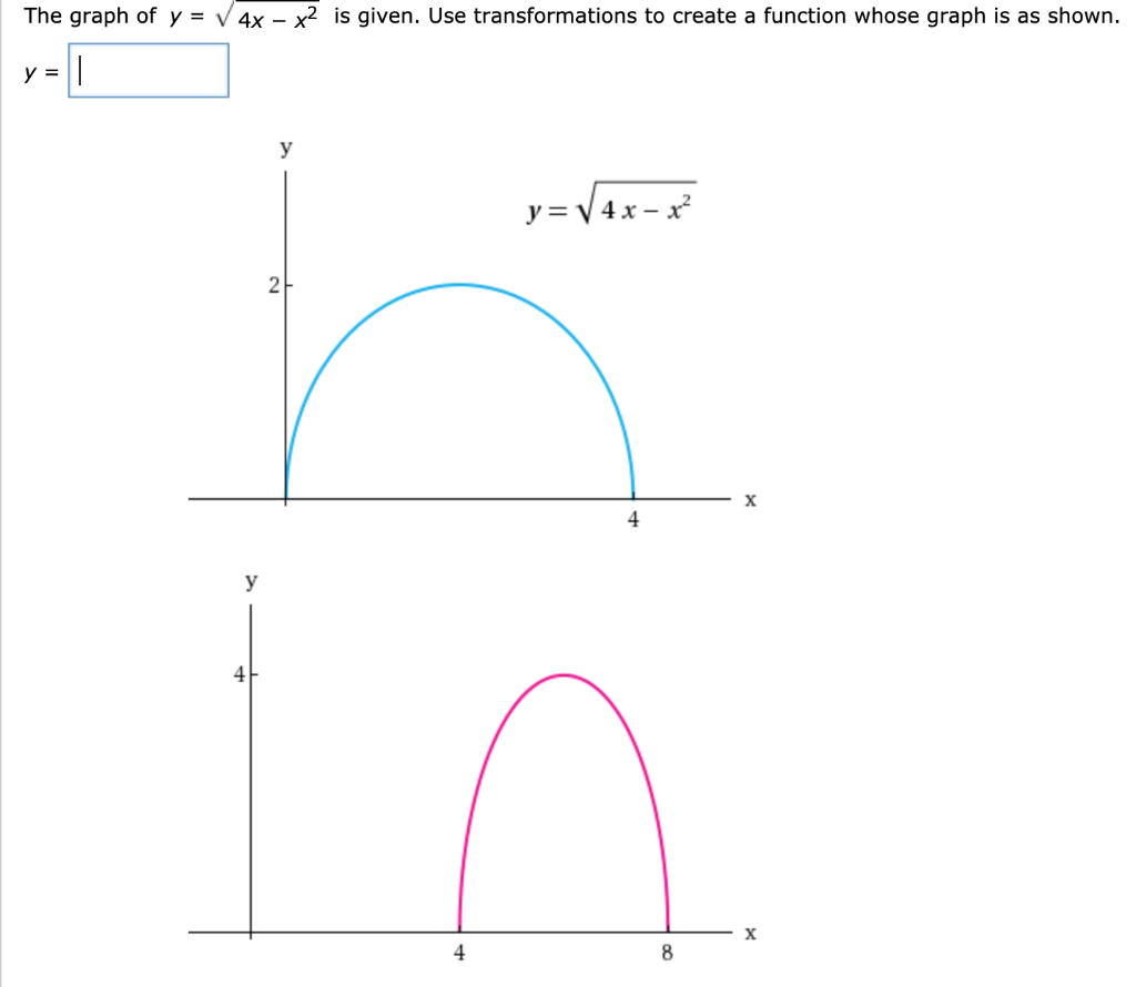 Solved 4x – x2 is given. Use transformations to create a | Chegg.com