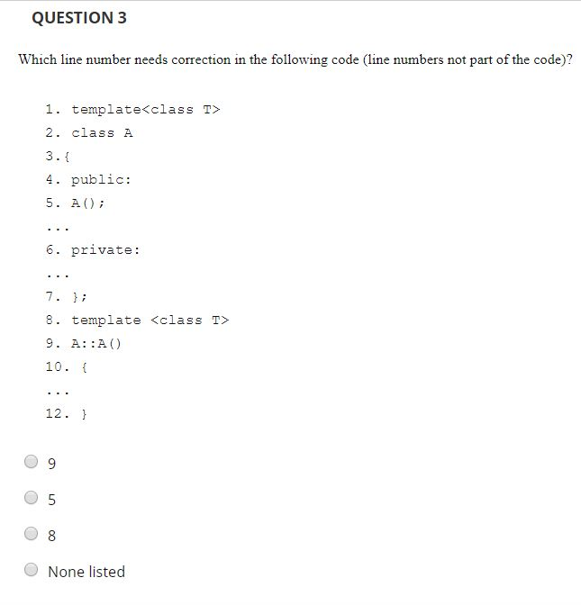 Solved Question 1 The Code For A Template Function Is