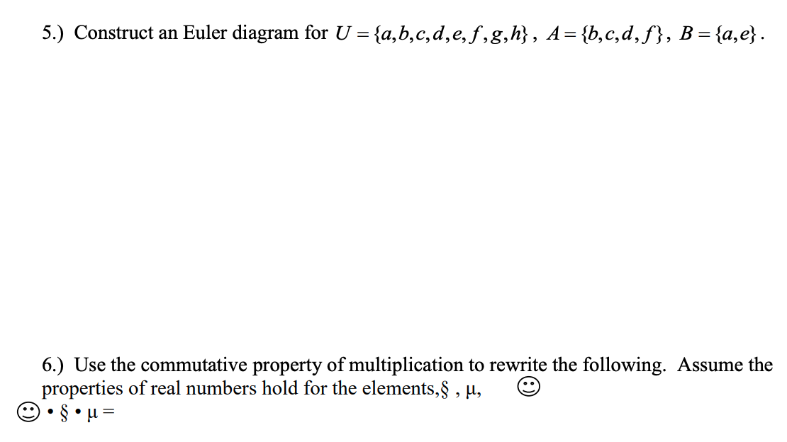 Solved 5.) Construct an Euler diagram for U | Chegg.com