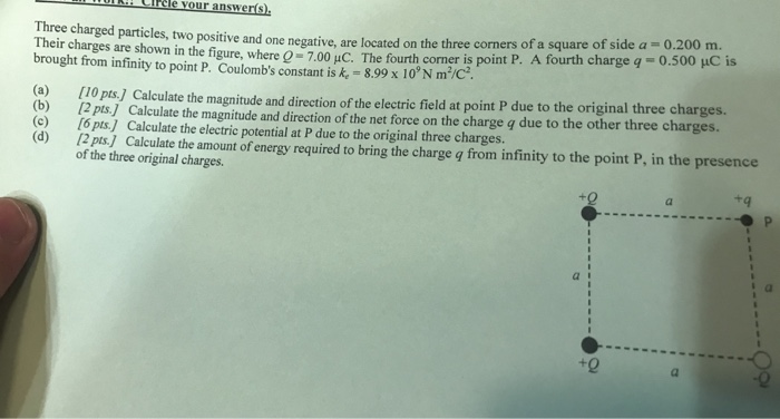 Solved Three charged particles, two positive and one | Chegg.com