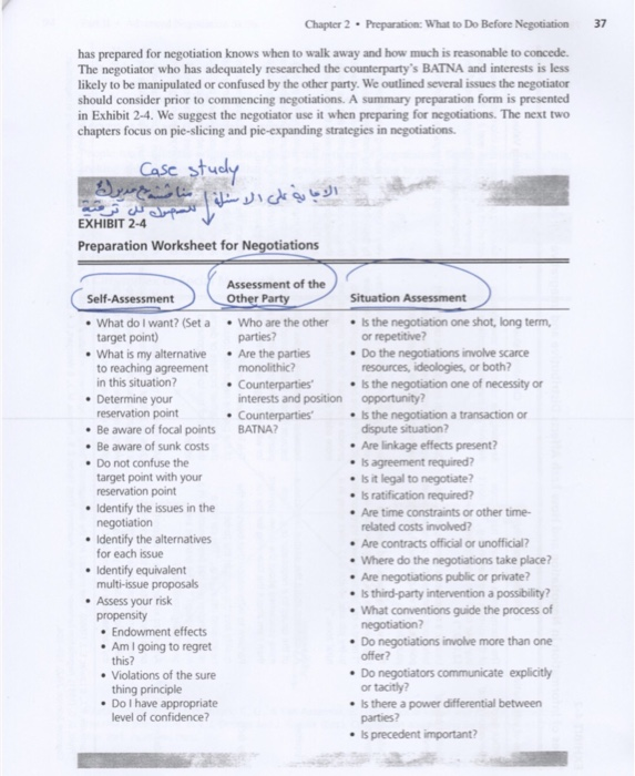 Chapter 2 Preparation: What to Do Before Negotiation | Chegg.com