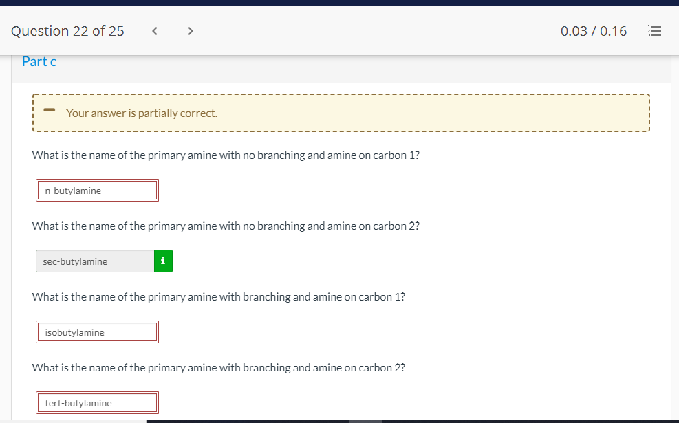 Solved Question 22 of 25 0.03 / 0.16 III Partc Your answer | Chegg.com