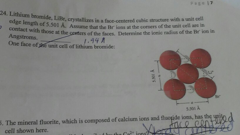 Solved Page 17 24. Lithium bromide, LiBr, crystallizes in a | Chegg.com
