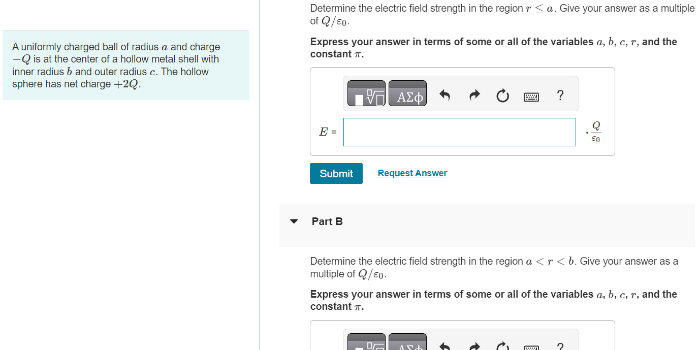 Solved Determine the electric field strength in the region | Chegg.com
