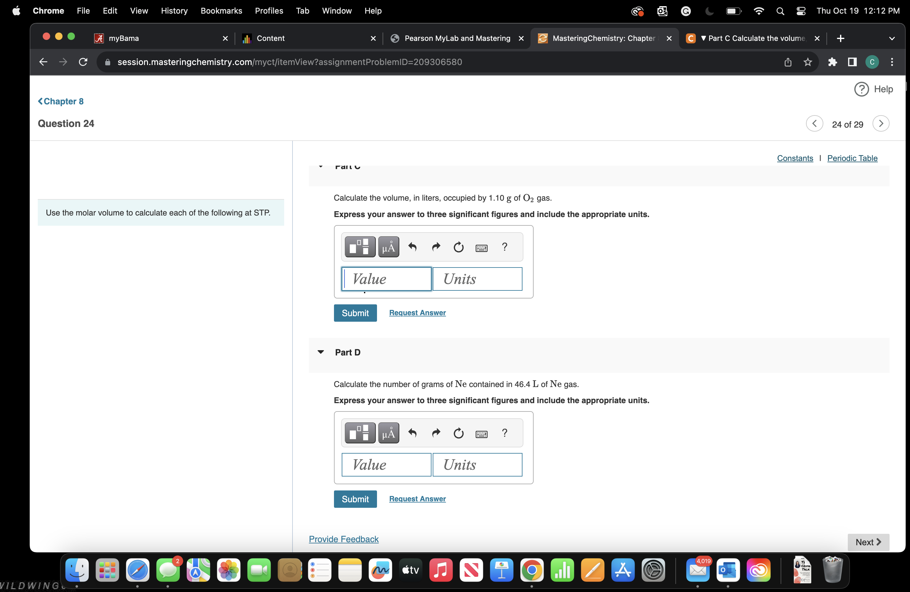 Solved Calculate the volume, in liters, occupied by 1.10 g | Chegg.com