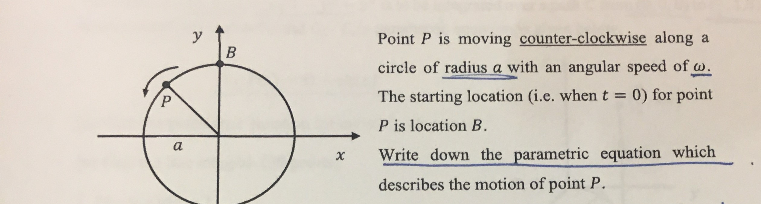 Solved y B Point P is moving counter-clockwise along a | Chegg.com