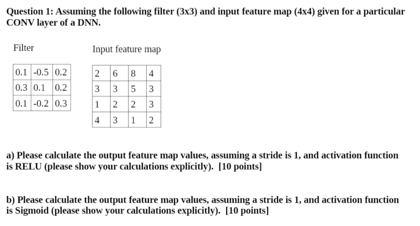 Question 1 Assuming The Following Filter 3x3 And