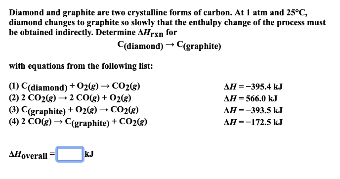 Solved Diamond and graphite are two crystalline forms of | Chegg.com