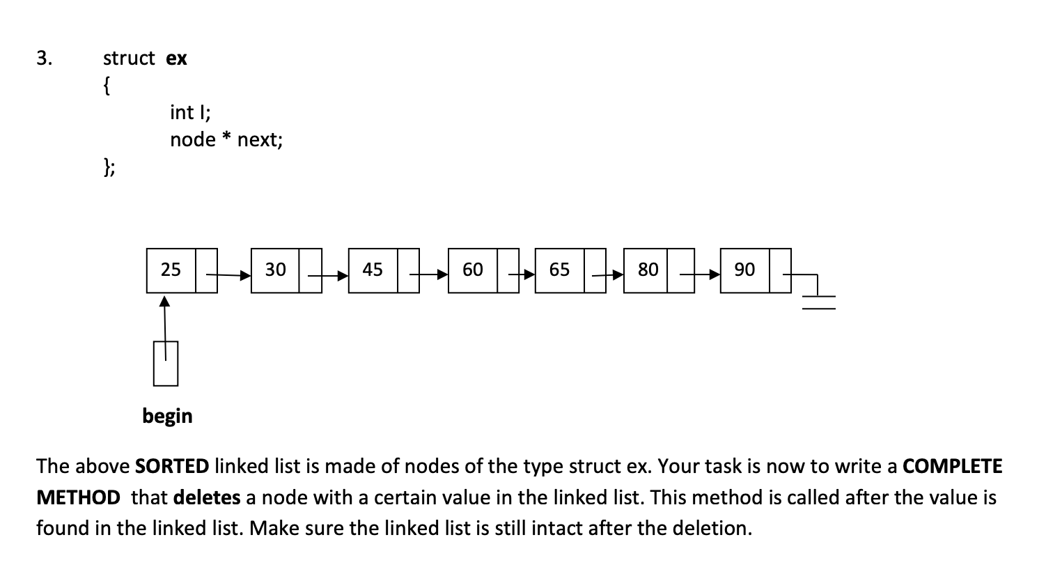 Solved 3. struct ex { int i; node * next; }; 25 - 2014 - | Chegg.com