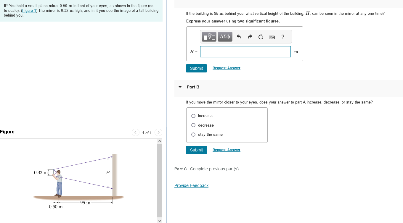Solved IP You hold a small plane mirror 0.50 m in front of | Chegg.com