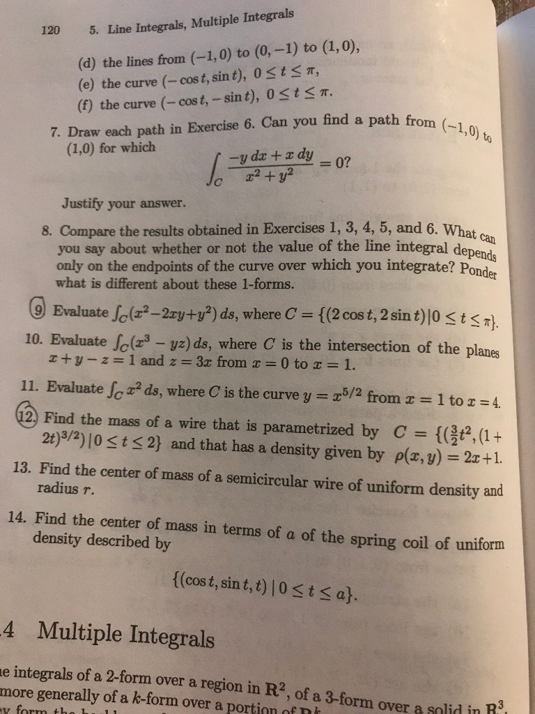 Solved 120 5. Line Integrals, Multiple Integrals (d) the | Chegg.com