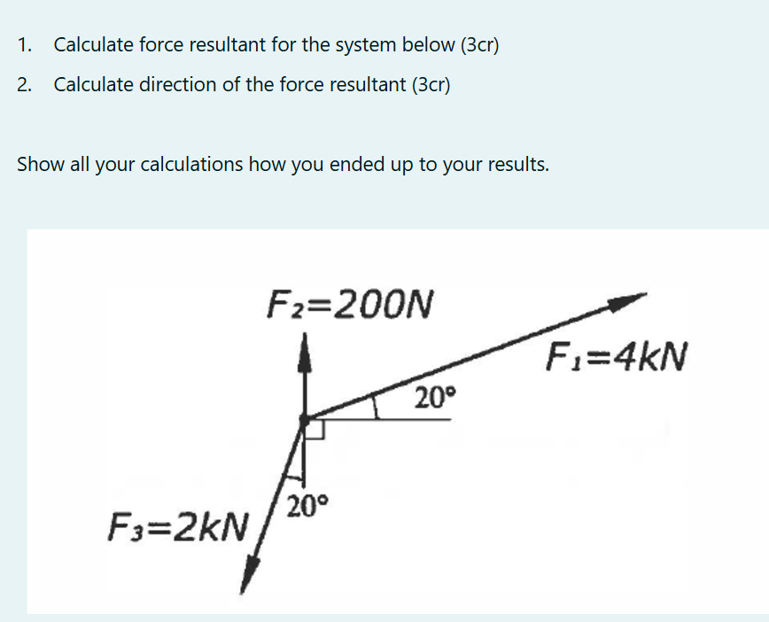 Solved 1. ﻿Calculate force resultant for the system below | Chegg.com