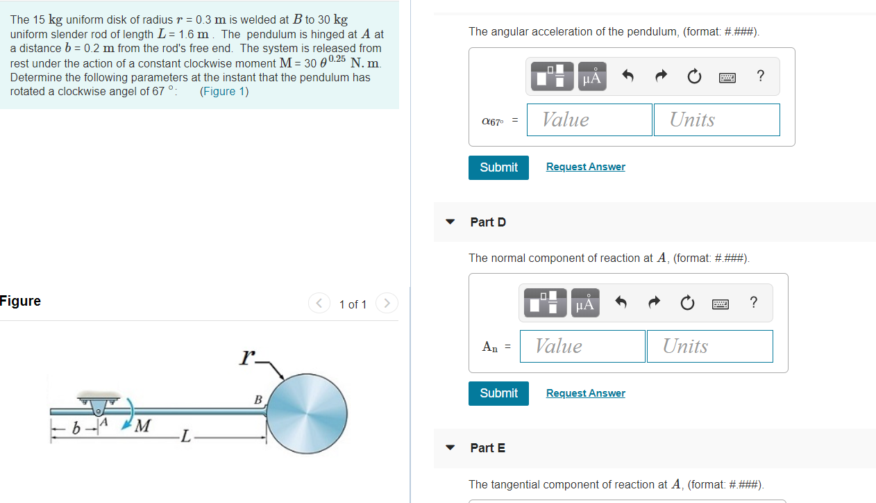 Solved Part A The 15 kg uniform disk of radius r = 0.3 m is | Chegg.com