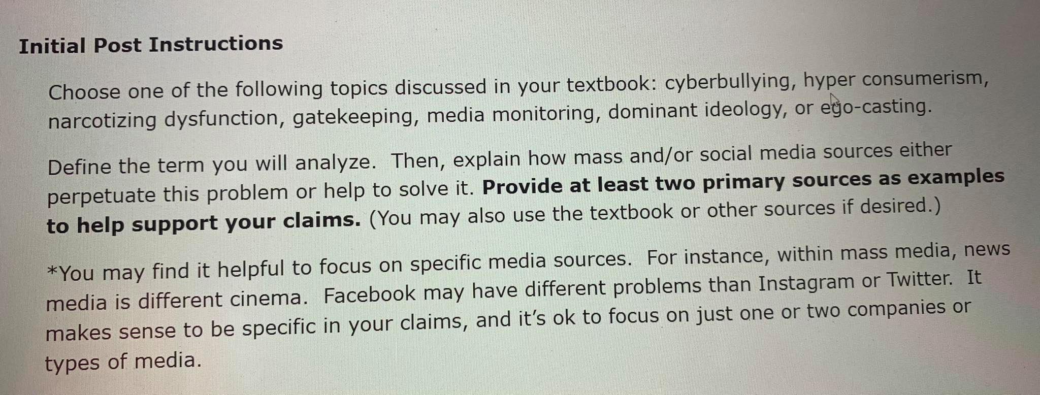 Solved Initial Post Instructions Choose one of the following | Chegg.com