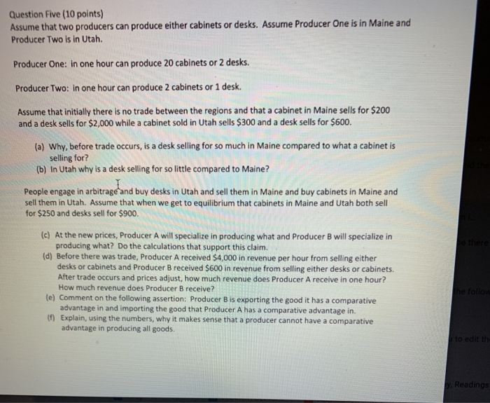 Solved Question Five (10 points) Assume that two producers | Chegg.com