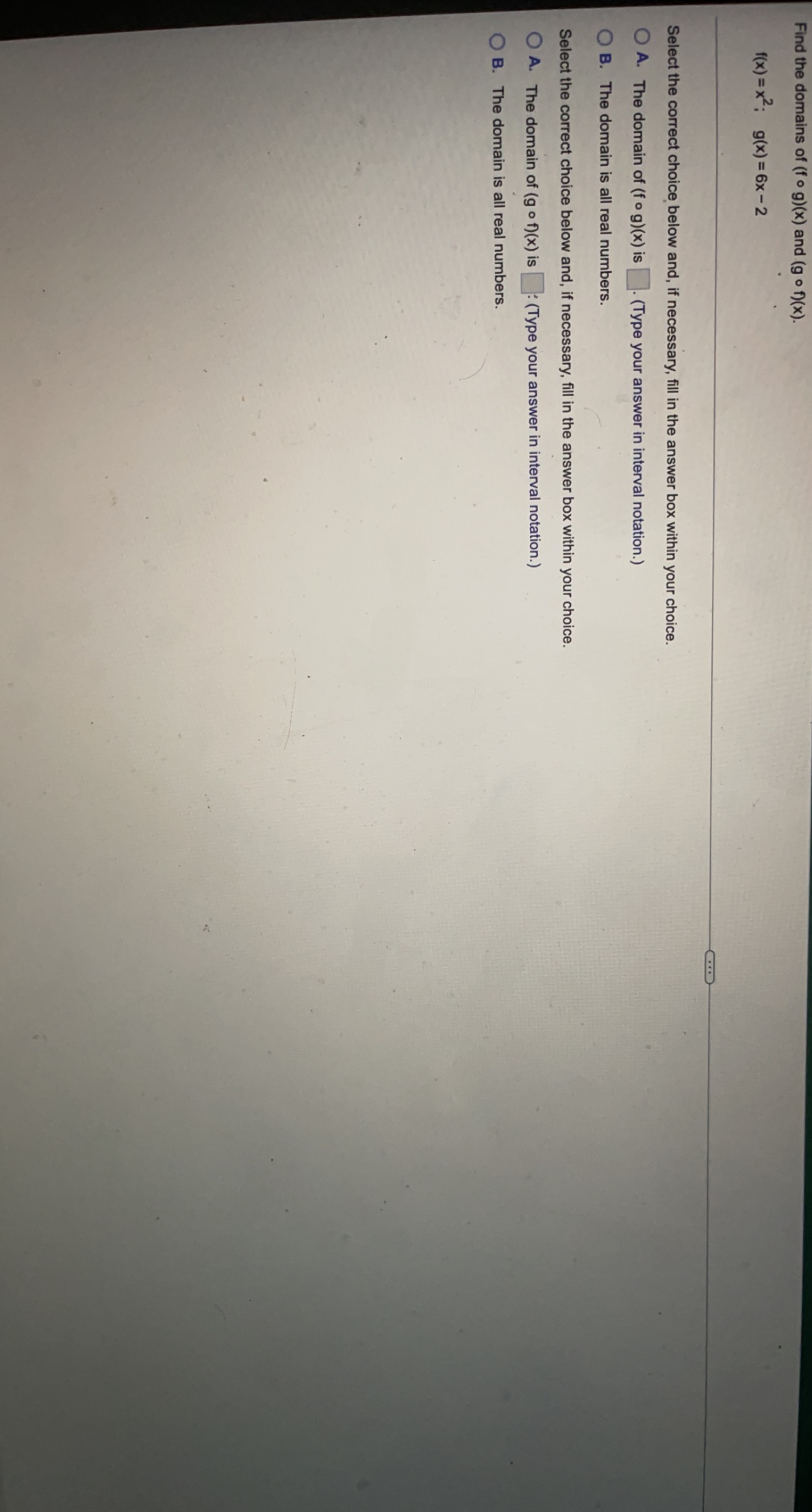 Solved Find the domains of (fog)(x) and (gof)(x). f(x)=x?; | Chegg.com