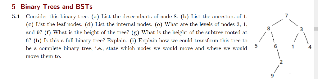 Solved 5 Binary Trees and BSTs 5.1 Consider this binary | Chegg.com