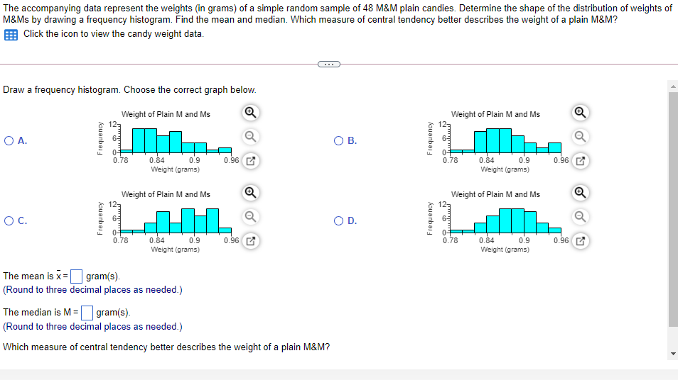 The accompanying data represent the weights (in | Chegg.com