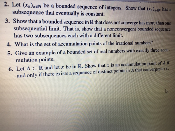 Solved 2. Let (xa)neN be a bounded sequence of integers. | Chegg.com