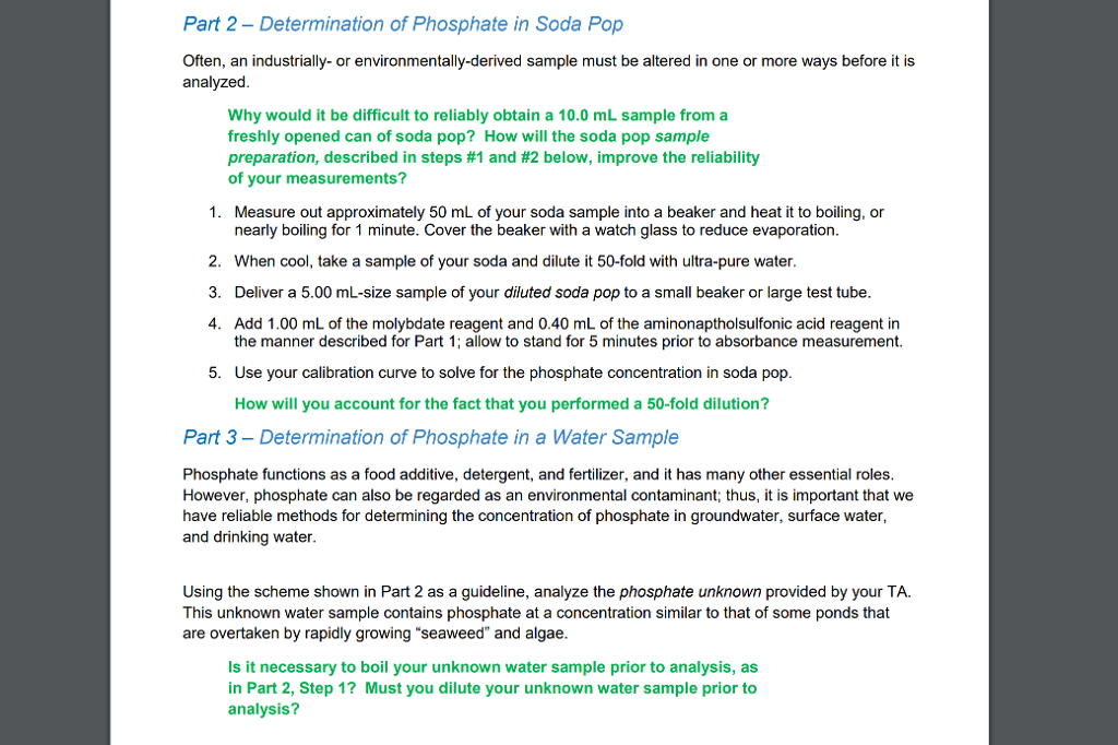 Solved Part 1- Calibration Curve 1. Using the phosphate | Chegg.com