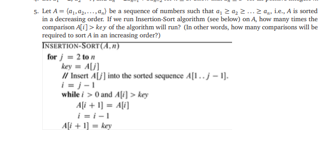 Let A=(:a1,a2,dots,an:) ﻿be a sequence of numbers | Chegg.com