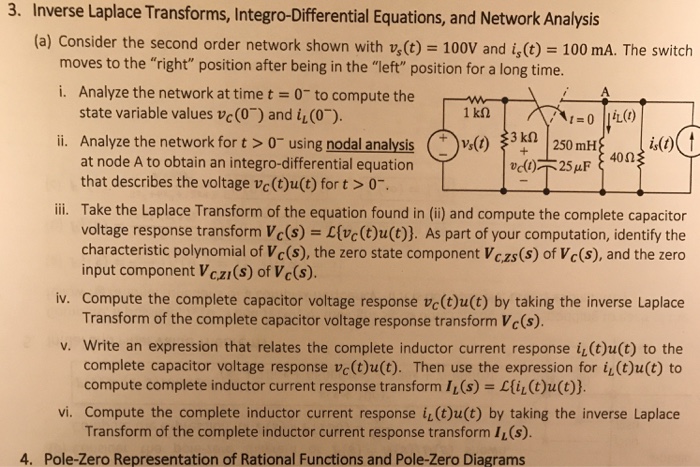Solved Consider the second order network shown with nu_s(t) | Chegg.com