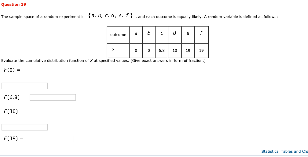 Solved Question 19 la, b, c, d, e, fI The sample space of a | Chegg.com
