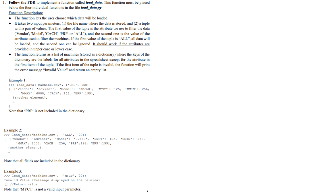 Solved 1. Follow the FDR to implement a function called | Chegg.com