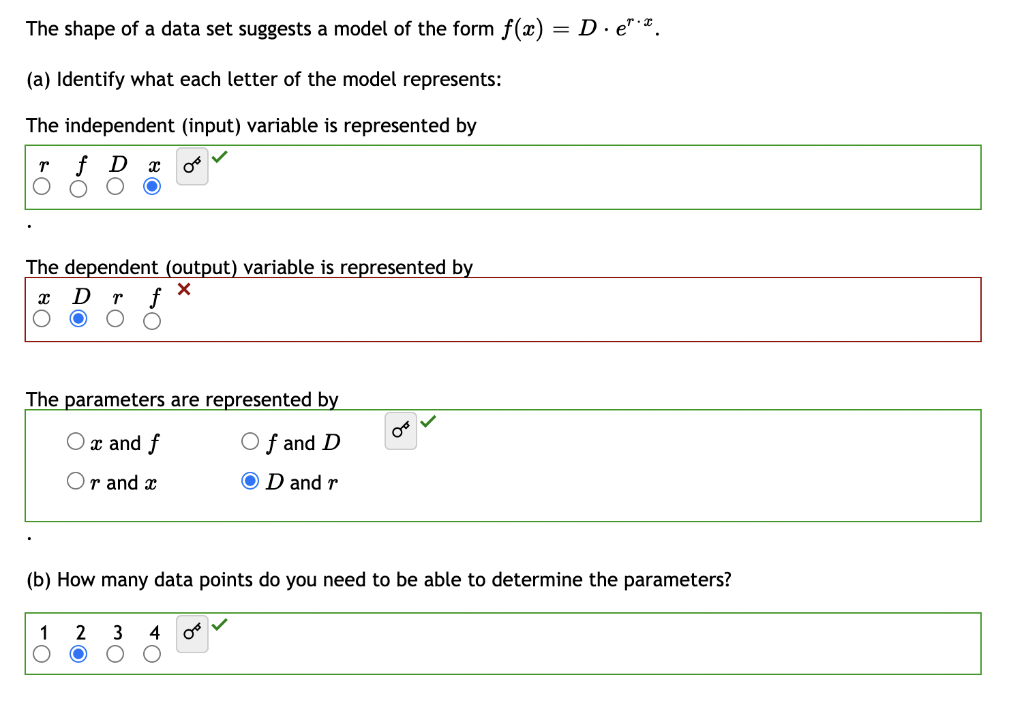 Solved The shape of a data set suggests a model of the form | Chegg.com