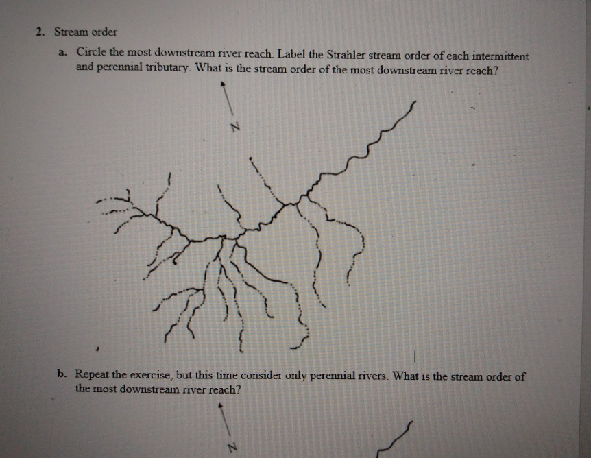 2. Stream order a. Circle the most downstream river | Chegg.com
