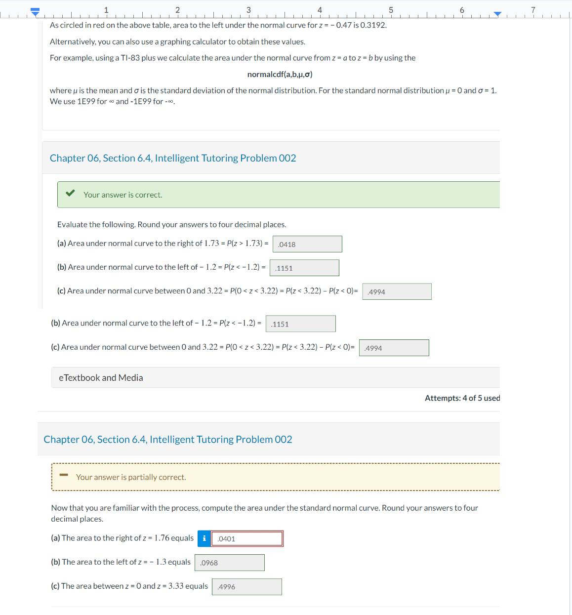 Solved As circled in red on the above table, area to the | Chegg.com