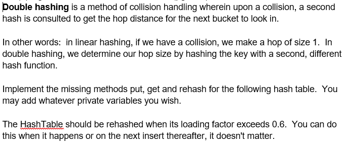 Double hashing is a method of collision handling | Chegg.com